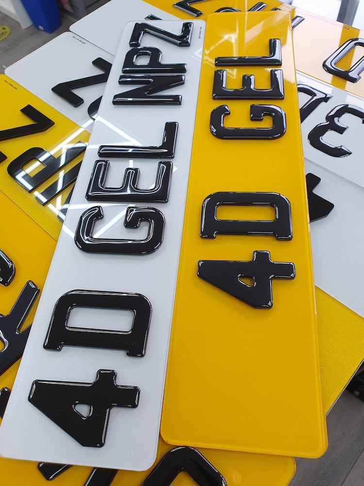 4D + 3D Gel Laser Cut Numbers Plate Front & Rear