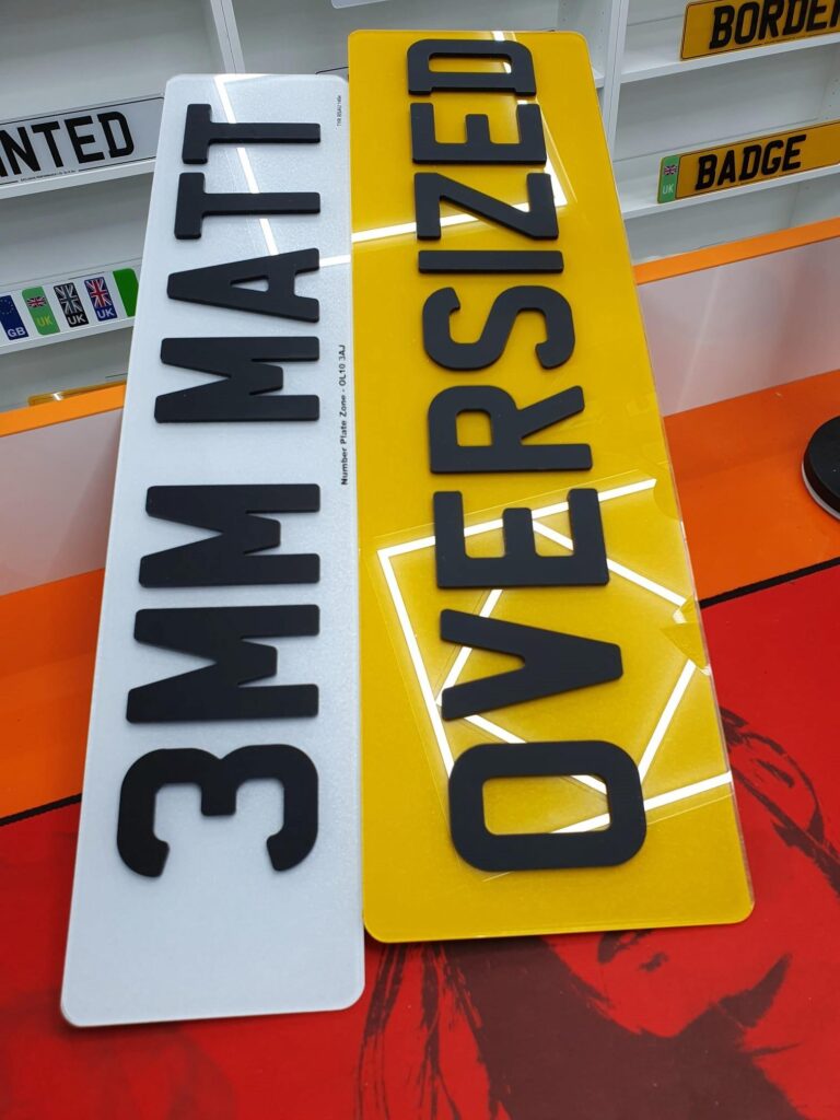 Oversized 3mm Matt Finish Number Plates Front & Rear
